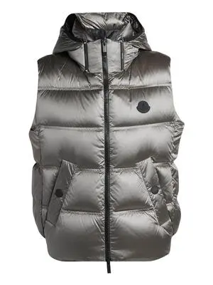 Moncler Fluidite Zip-front Down Vest - Dark Grey
