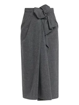 Michael Kors Origami Draped Wool Midi Skirt - Graphite Multi