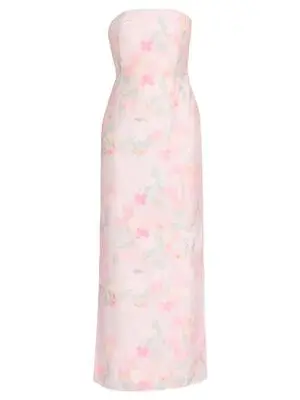 Bernadette Elora Strapless Floral Linen Maxi Dress - Clematis Multi