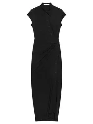 Helmut Lang Short-sleeve Twist Jersey Midi Dress - Black