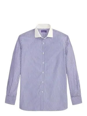 Ralph Lauren Purple Label Striped Poplin French Cuff Shirt - Blue Multi