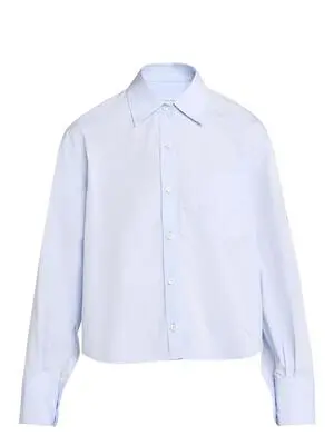 Maria Mcmanus Organic Cotton Cropped Button-down Shirt - Sky Blue
