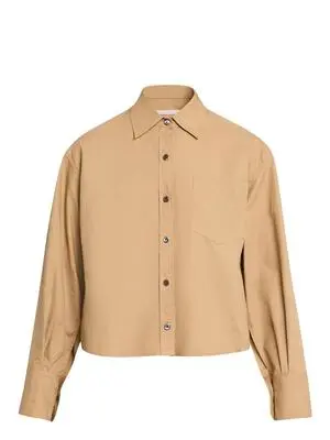 Maria Mcmanus Organic Cotton Cropped Button-down Shirt - Walnut