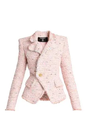 Balmain Lion Head Single-breasted Tweed Jacket - Multicolor