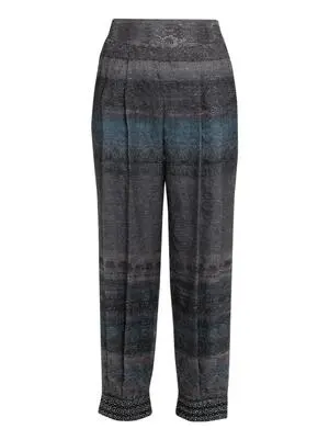 Giorgio Armani Embroidered Geo-print Wook Straight-leg Crop Trousers - Multi