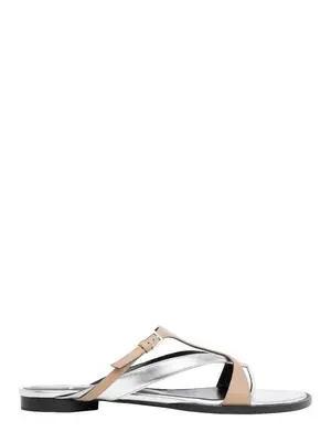 Pierre Hardy Brasilia Bicolor Leather Thong Sandals - Silver