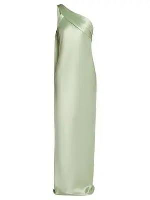 Retrofete Sirocco Asymmetric Satin Maxi Dress - Matcha