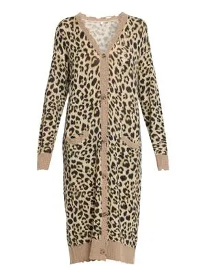 R13 Leopard-print Long Cashmere Cardigan