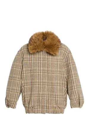 Ronny Kobo Savannah Tweed Faux Fur Collar Jacket - Multi