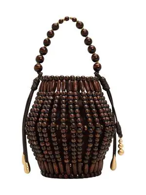 Cult Gaia Mercier Beaded Leather Top-handle Bag - Brown