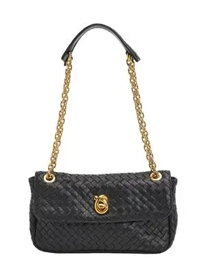 Bottega Veneta Madison Small Leather Shoulder Bag Black