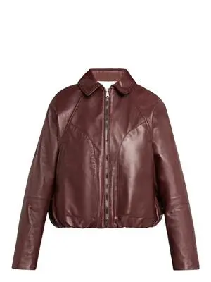 BRUNELLO CUCINELLI Collared Zip-up Leather Jacket
