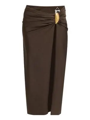 Simkhai Eiana Shell Midi Skirt - Chocolate