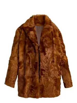 Valentino Garavani Lamb Shearling Open Coat - Rust