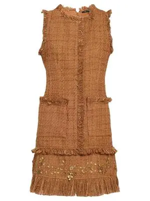 Kobi Halperin Rives Sequin-embellished Tweed A-line Mini Dress - Saddle