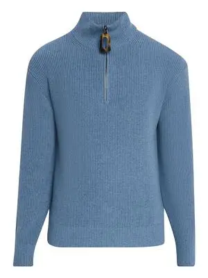 JW ANDERSON Wool And Cotton Rib Half-zip Sweater