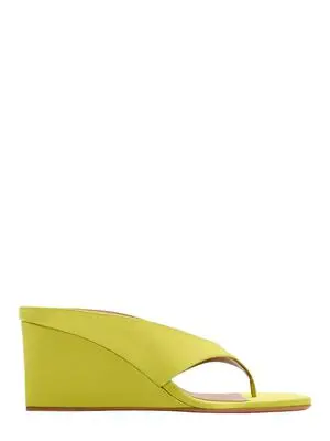 Alaïa 75mm Cube Satin Thong Wedge Sandals - Lime