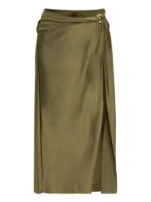 Simkhai Kora Satin Wrap Midi Skirt - Fern