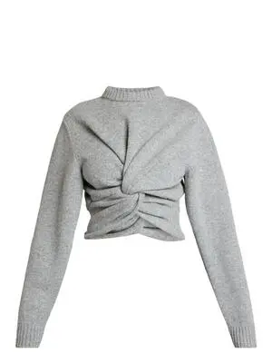 Balenciaga Cropped Twisted Wool Sweater Gris
