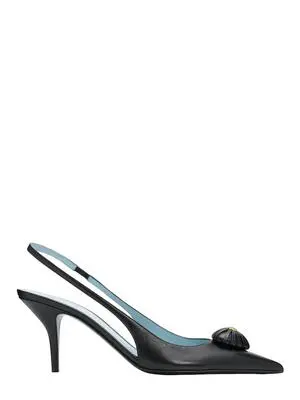 Valentino Garavani 75mm Coeur Royal Leather Slingback Pumps - Black
