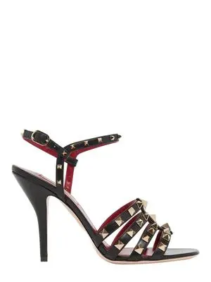 Valentino Garavani 100mm Rockstud Leather Ankle-strap Sandals - Nero
