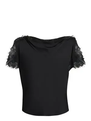 A.L.C. Luna Lace-trim Satin Top Black