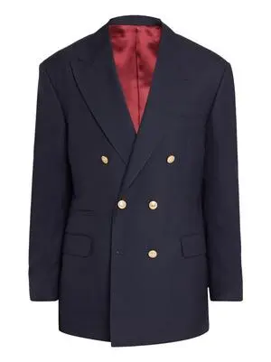 Brunello Cucinelli Virgin Wool Double-breasted Jacket - Navy