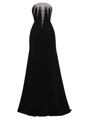 Naeem Khan Strapless Crystal-embellished Crepe Fit-&-flare Gown - Black/silver