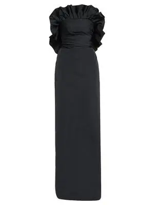 Prabal Gurung Strapless Ruffle Faille Column Gown - Black