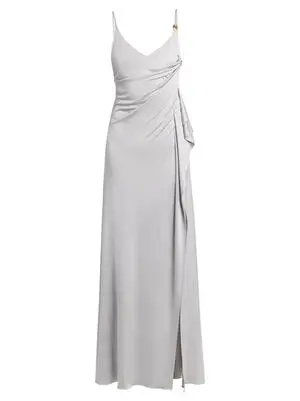 Versace Draped Satin Viscose Gown - Silver