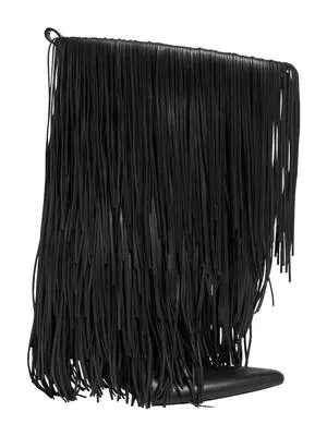 Balenciaga Avenue Fringe Leather Booties - Black