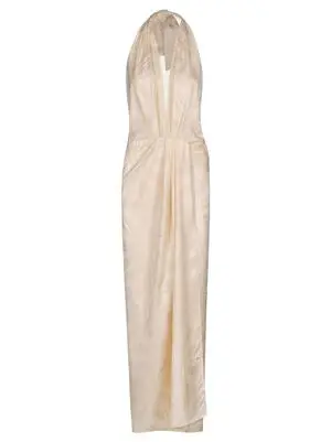 Johanna Ortiz Wildly Beautiful Plunging Halter Maxi Dress - Ecru