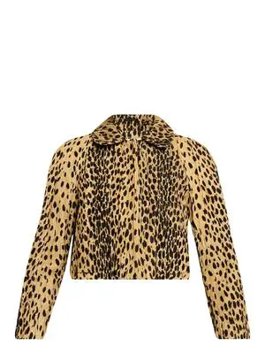 NACKIYE Pixie Cheetah-print Velvet Crop Jacket