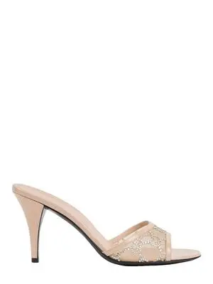 Gucci Erin Jeweled Leather Stiletto Sandals - Shell