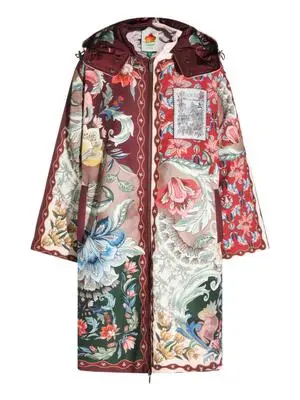 Farm Rio Patchwork Print Hooded Coat - Multicolor