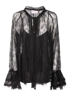 ERMANNO FIRENZE Lace Shirt With Ties - Black