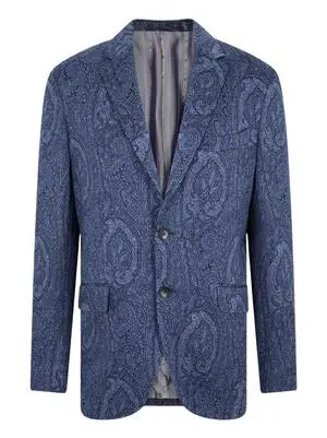 Etro Paisley-print Knit Blazer - Blue