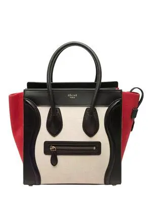 CELINE 2015 Micro Tricolor Canvas And Leather Luggage Tote Handbag