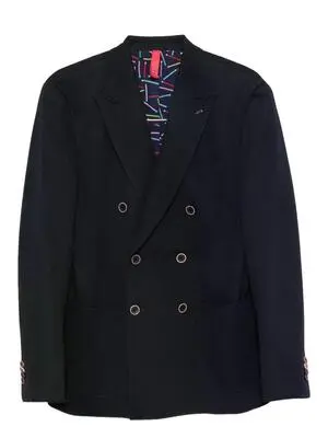 MANUEL RITZ Double-breasted Piquè Blazer - Blue