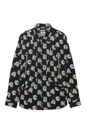 Comme Des Garçons Alphabet-print Zip-detail Shirt - Black