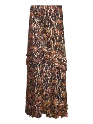 PHILIPPA 1970 Eliza Paisley-print Ruffled Maxi Skirt