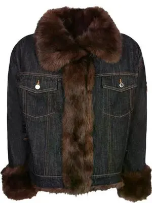 ERMANNO FIRENZE Faux-fur Trim Denim Jacket - Blue