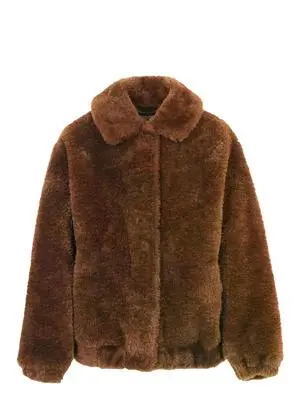 MC2 SAINT BARTH Logo-embroidered Faux-fur Coat - Brown