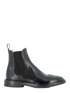 ALBERTO FASCIANI Brogue-detail Leather Chelsea Boots - Black