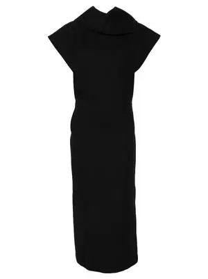 Issey Miyake Sculptural Asymmetric Midi Dress - Black