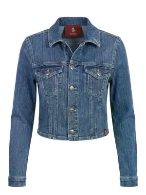 DONDUP Cropped Stretch Denim Jacket - Blue