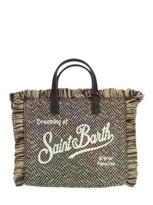 MC2 SAINT BARTH Vanity Mini Herringbone-knit Tote Bag - Brown