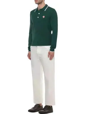 Casablanca Pointelle Monogram-knit Polo Shirt - Green