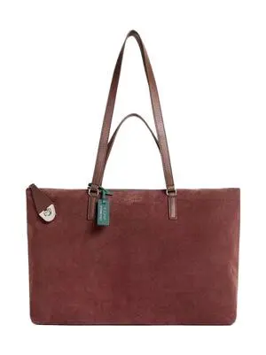 COCCINELLE Large Smart To Go Beat Suede Leather Tote Bag