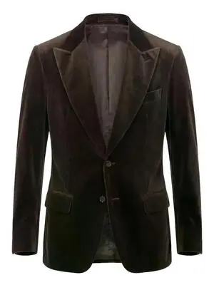 LARDINI Attitude Drop 7 Reg Velvet Peak-lapel Blazer - Brown